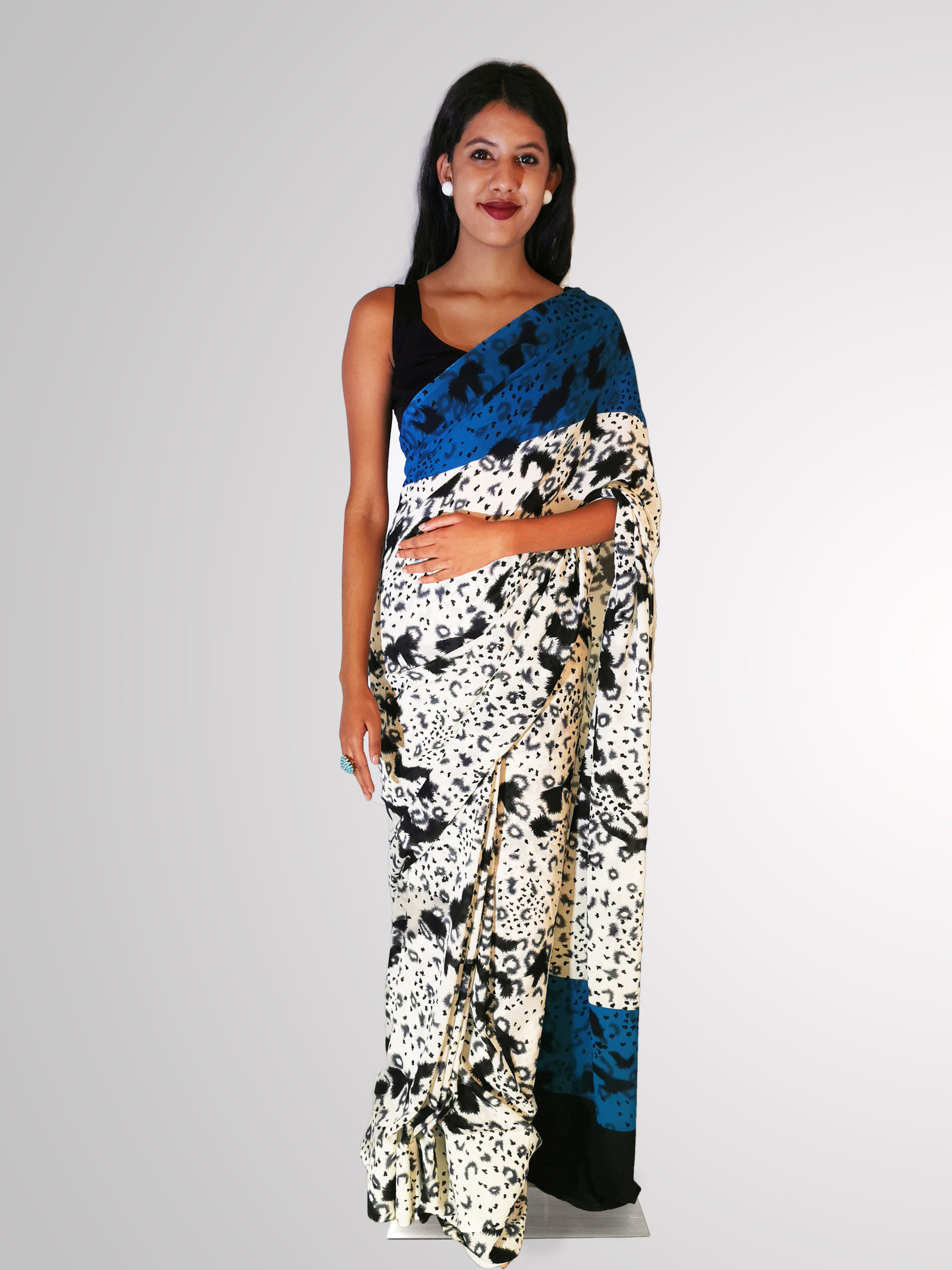Colorblock Print Saree- Indian Clothing in Denver, CO and Aurora, CO ...