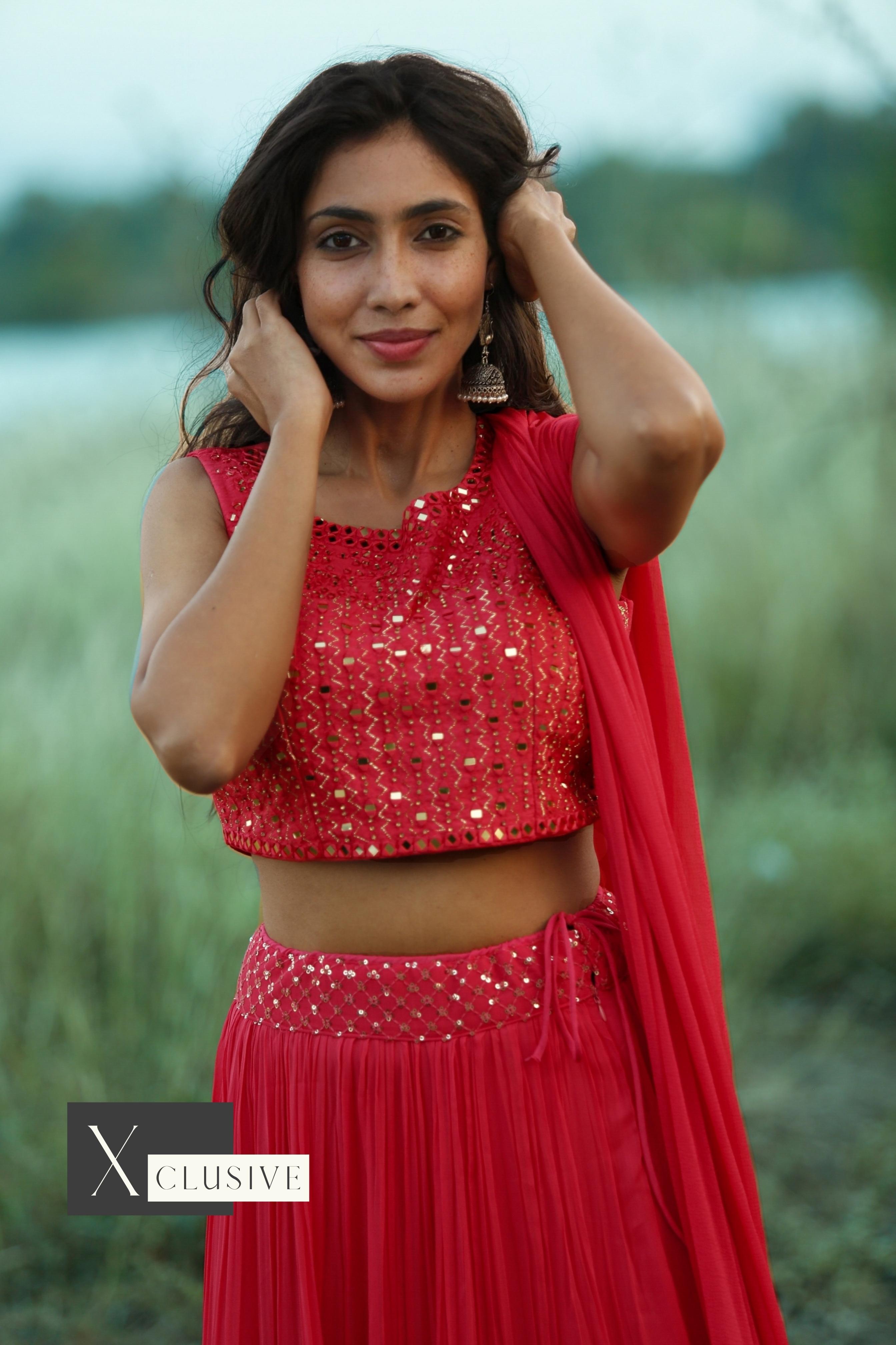 Ruby Red Embroidered Lehenga Set- Indian Clothing in Denver, CO and ...